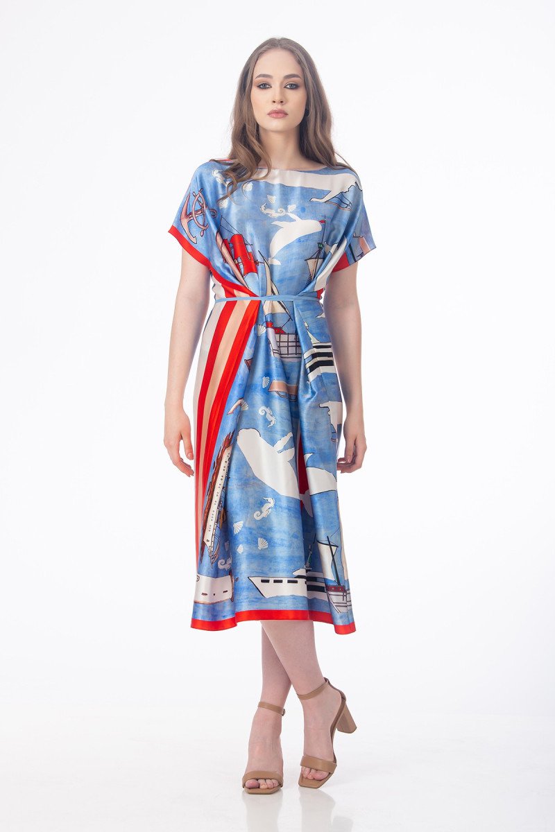 Andrea Tincu | Rochie matase cu capa Legendary Journey